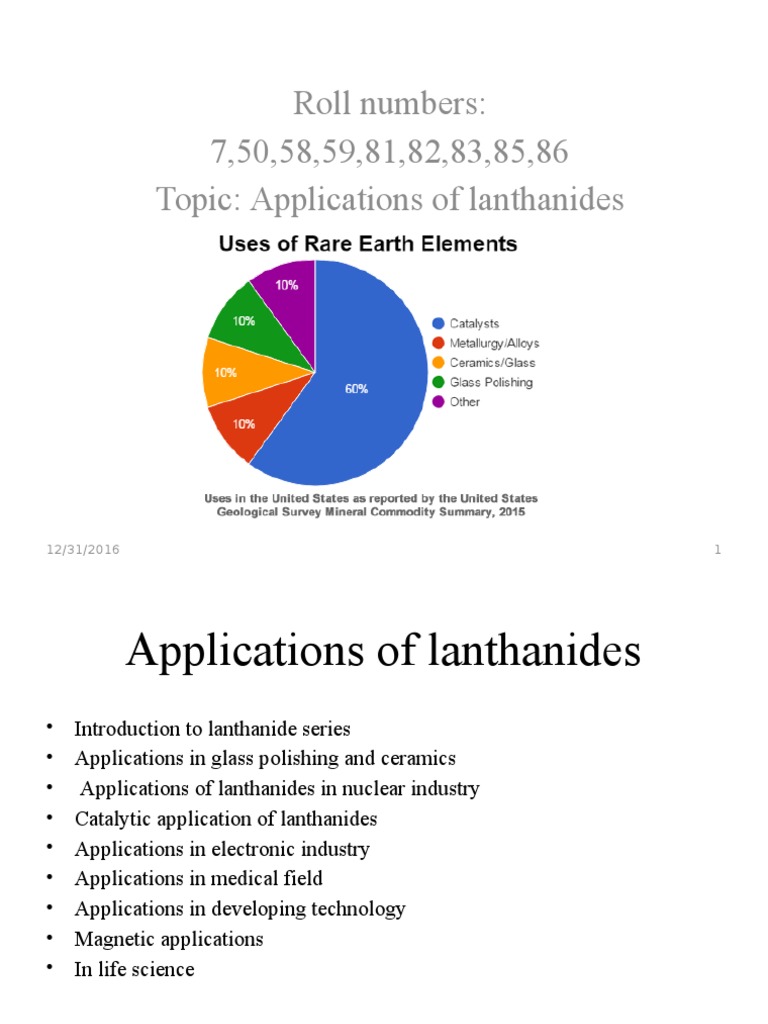 Applications of Lanthanides | Lanthanide | Chemistry