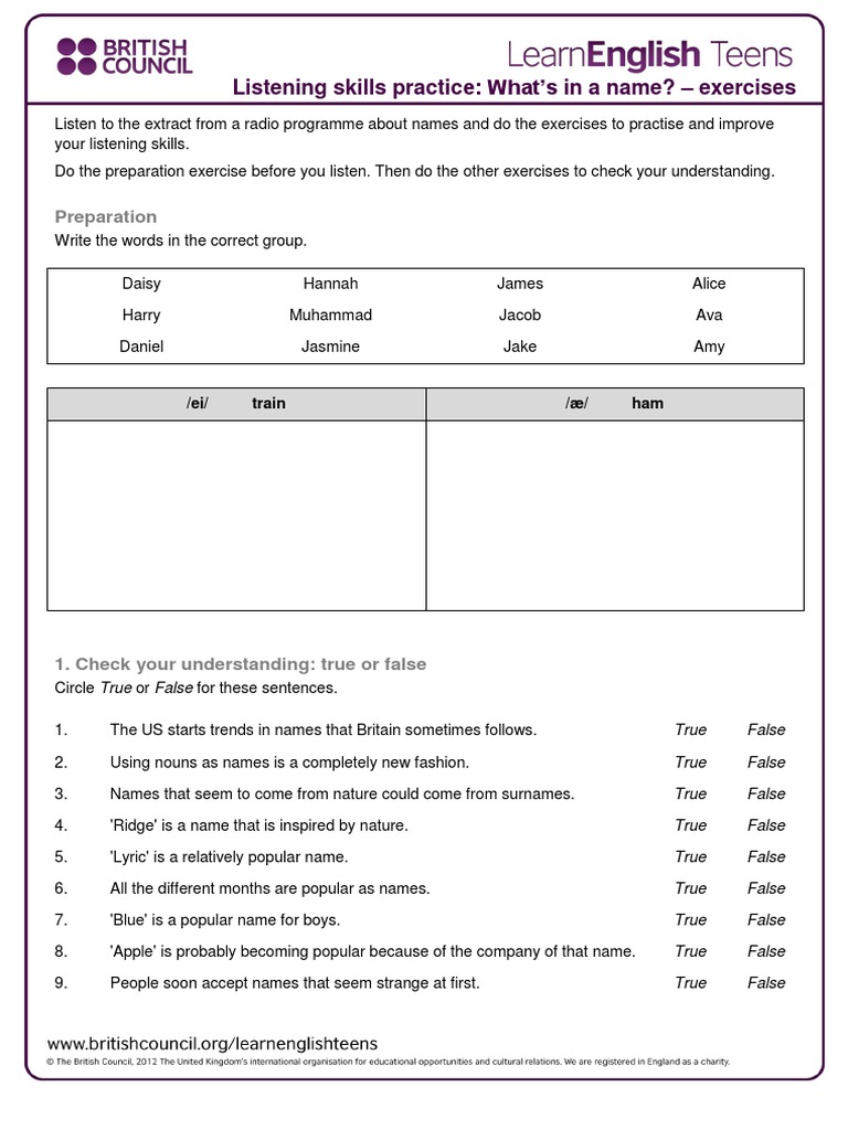 Listening Skills: Name Trends | PDF