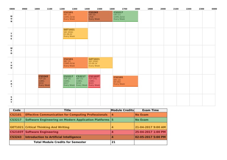 NUS Timetable | PDF | Finance & Money Management