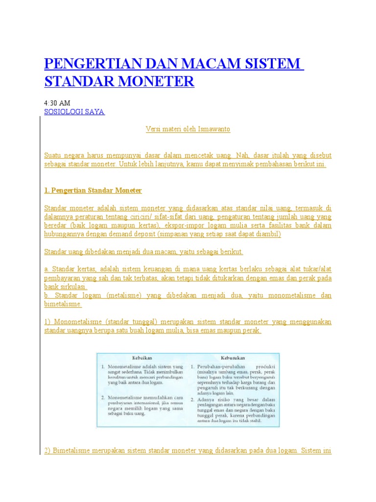Pengertian Dan Macam Sistem Standar Moneter | PDF | Perjalanan