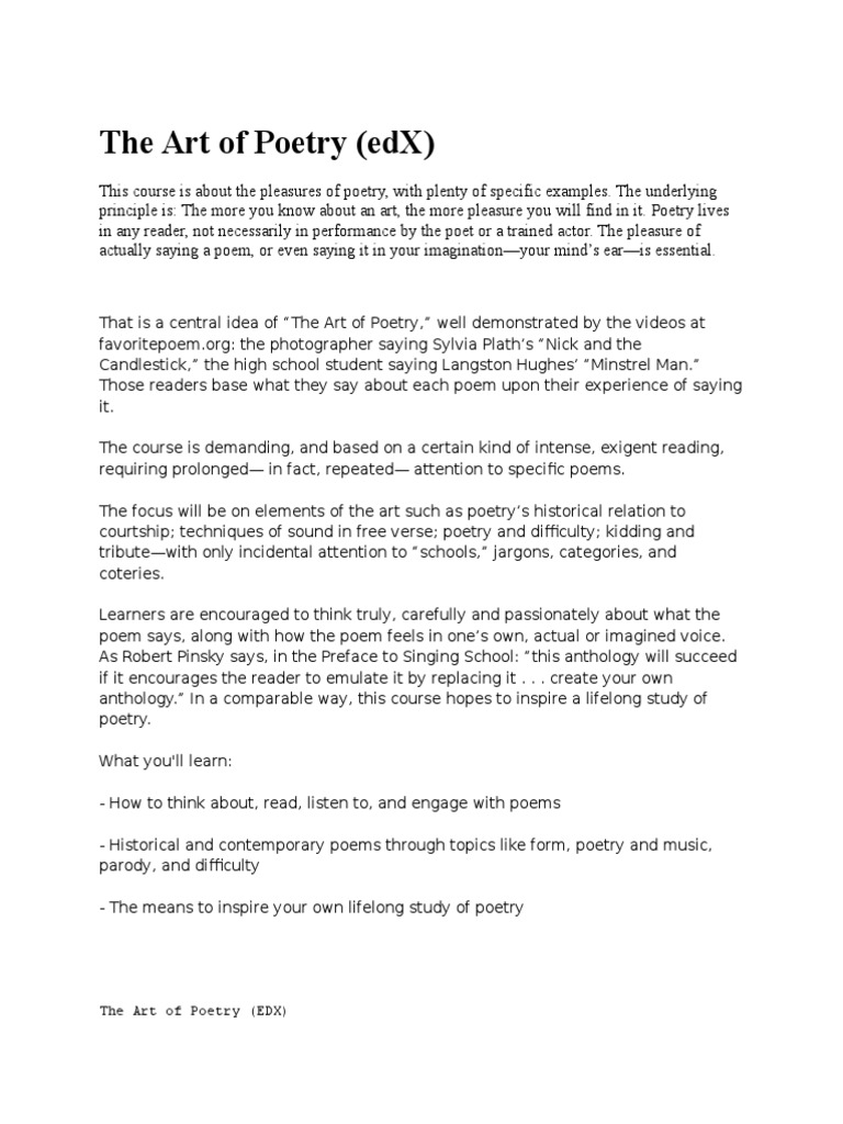 The Art of Poetry | PDF | Poetry