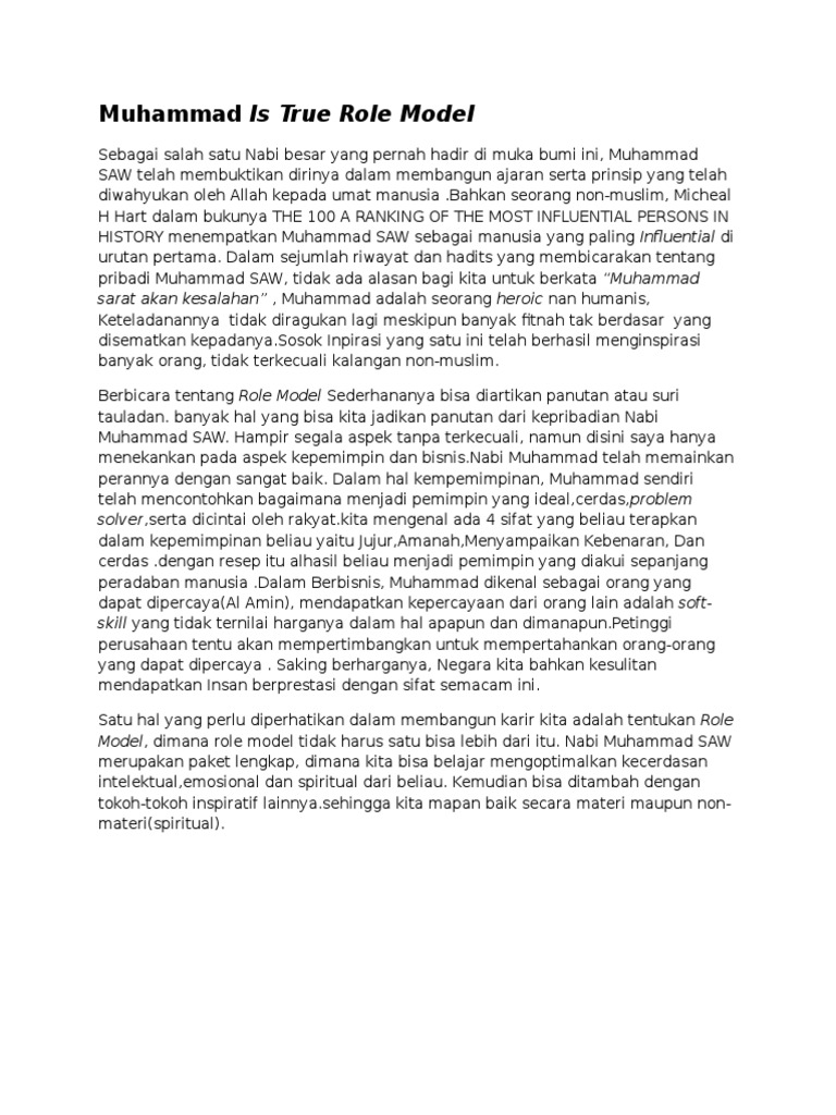 Muhammad Is My Role Model | PDF