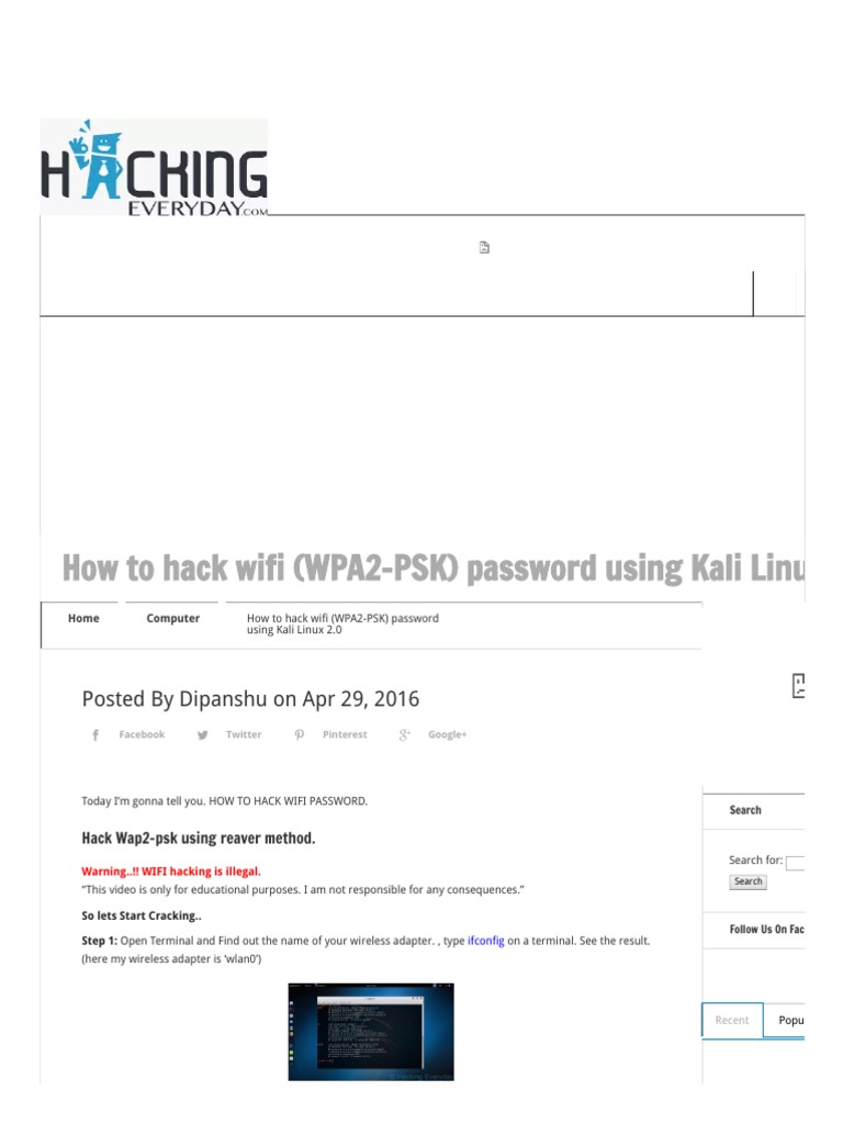 How To Hack Wifi Password Using Kali Linux 2.0 | PDF | Wi Fi | Whats App