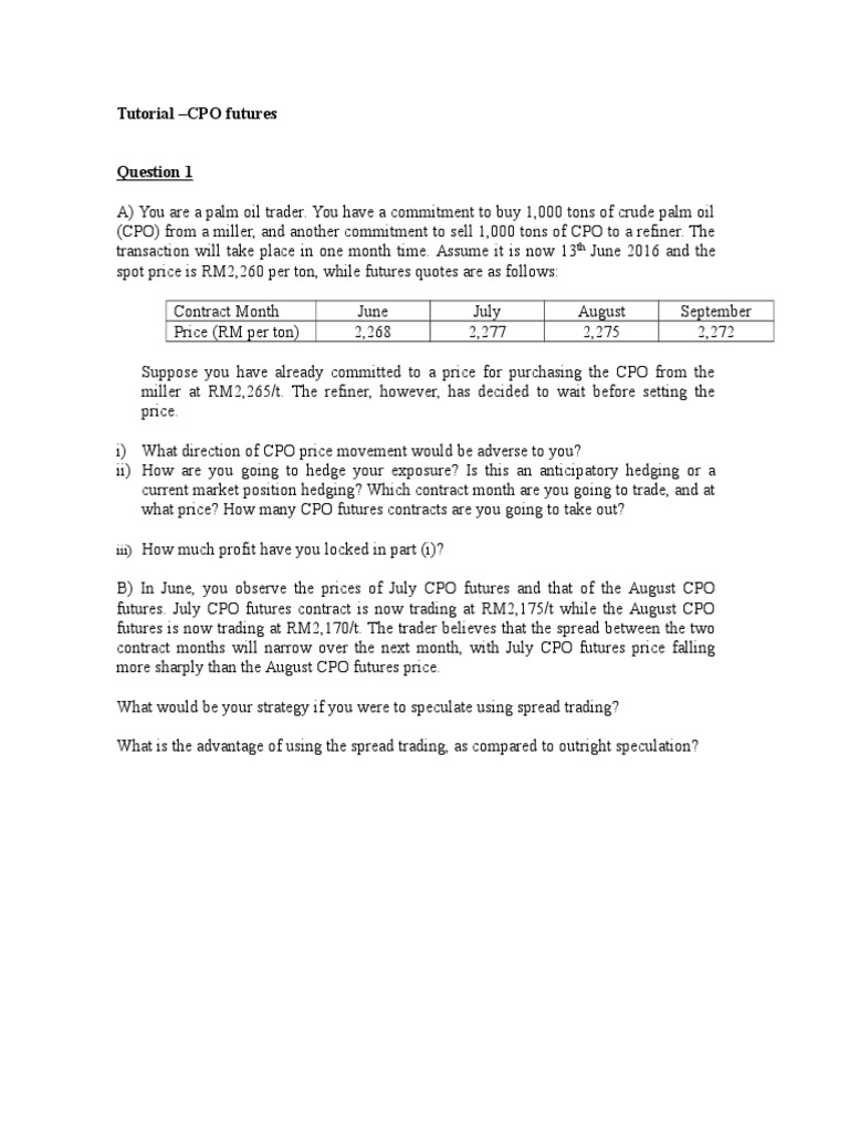 CPO Futures | PDF | Futures Contract | Hedge (Finance)