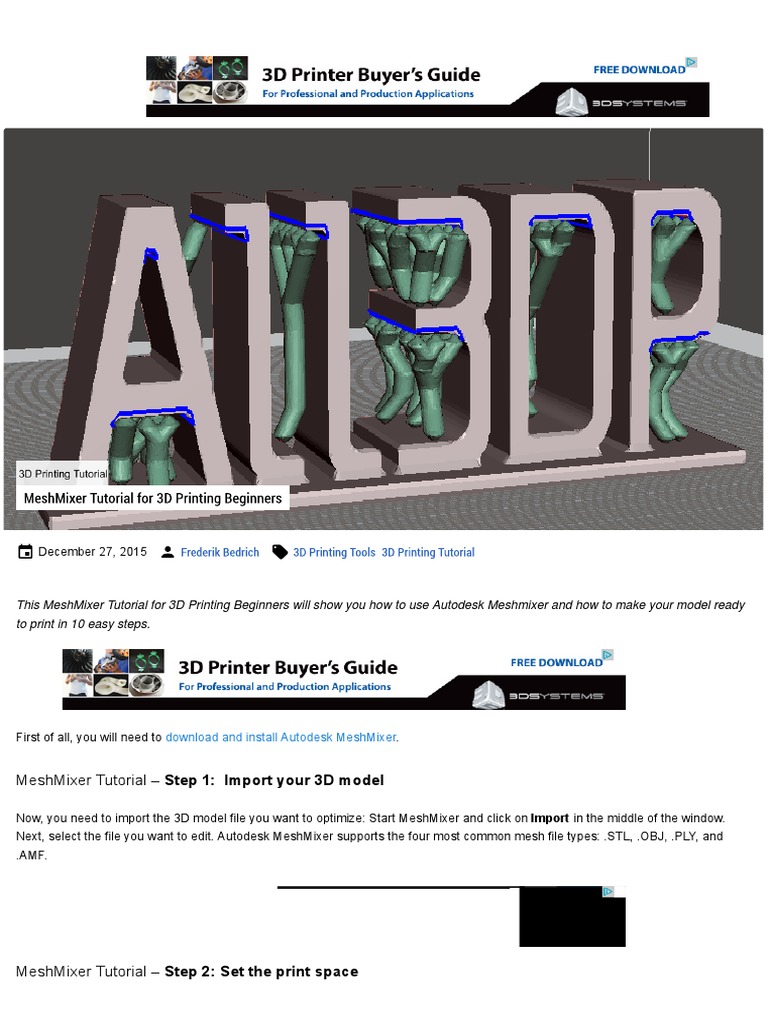 Meshmixer Tutorial For 3d Printing Beginners All3dp Pdf 3 D Modeling 3 D Printing