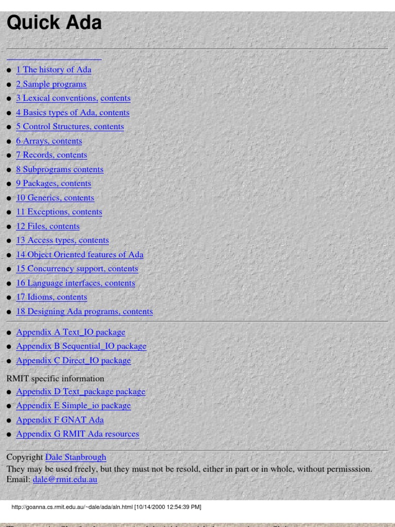 Ada Language Notes | Array Data Type | Control Flow