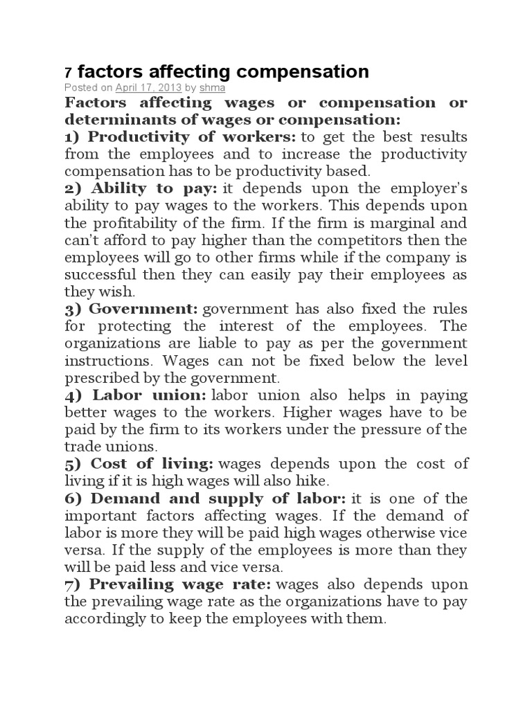 7 Key Factors Influencing Wages | PDF | Career & Growth