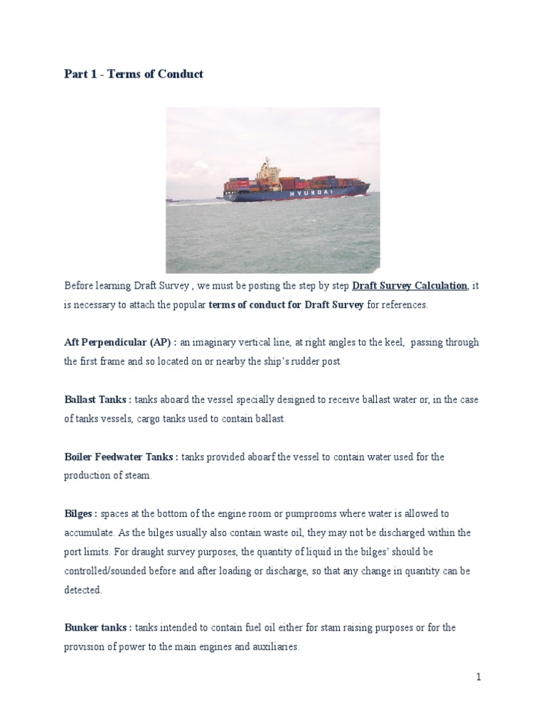 Draft Survey Procedures and Calculations | PDF | Tonnage | Ships