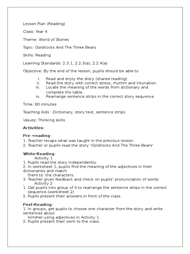 Lesson Plan Reading Literature | PDF | Foreign Language Studies | Home ...