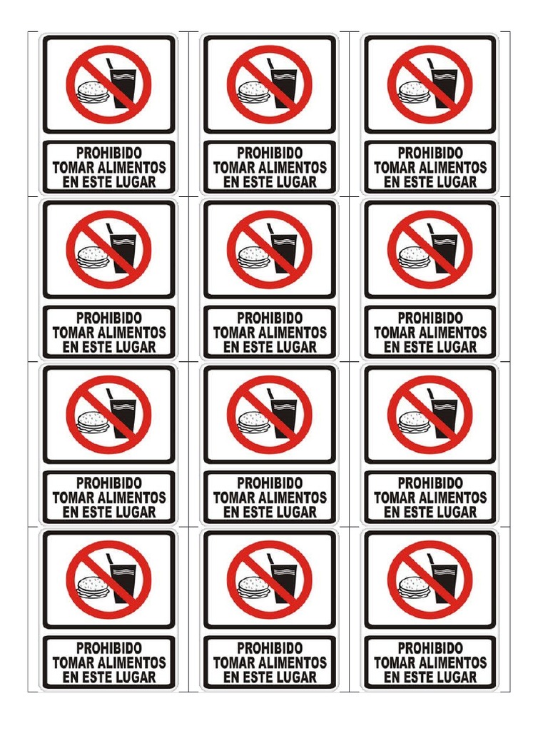Letreros de Prohibido Alimentos | PDF