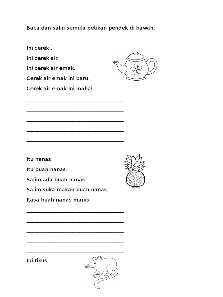 Baca Dan Salin Semula Petikan Pendek Di Bawah | PDF