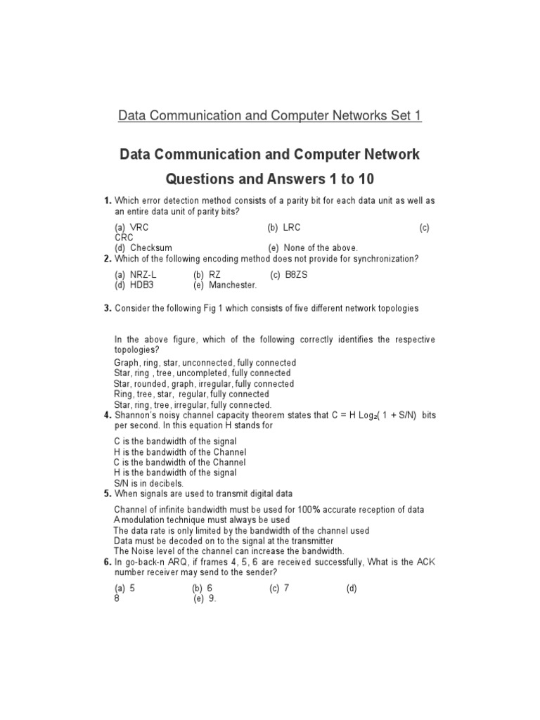Data Communication and Computer Networks Set 1 | PDF | Asynchronous ...
