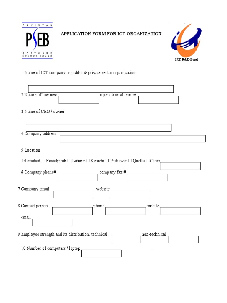 Application Form For Ict Companies | PDF