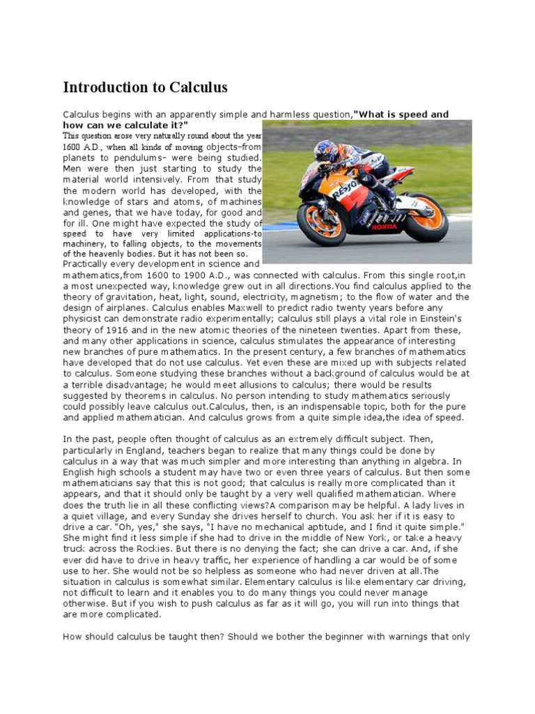 Introduction To Calculus: How Can We Calculate It?" | Download Free PDF ...