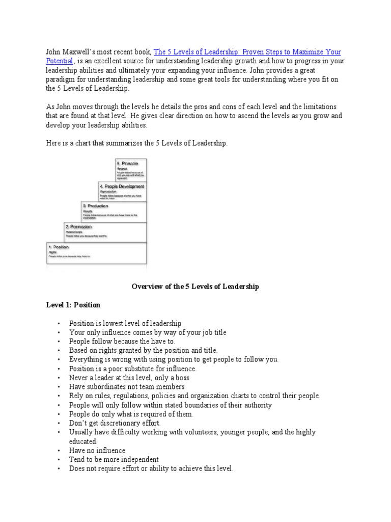 Understanding Maxwell's 5 Levels of Leadership | PDF | Leadership ...