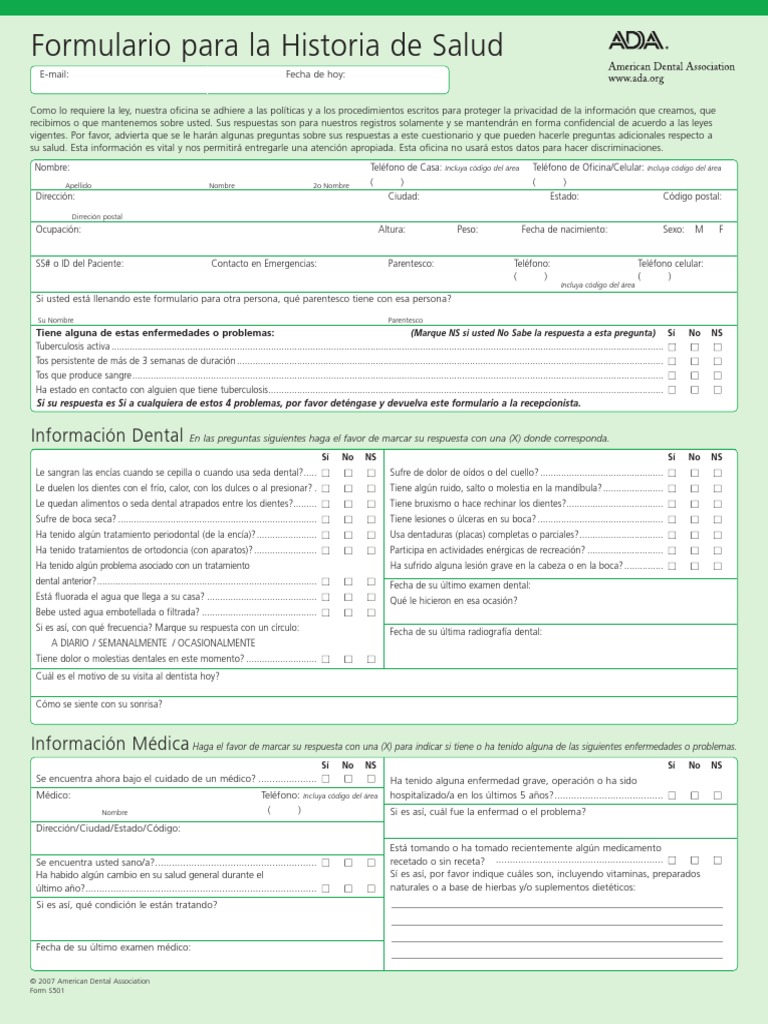 Formulario Ada | PDF | Diente humano | Odontología