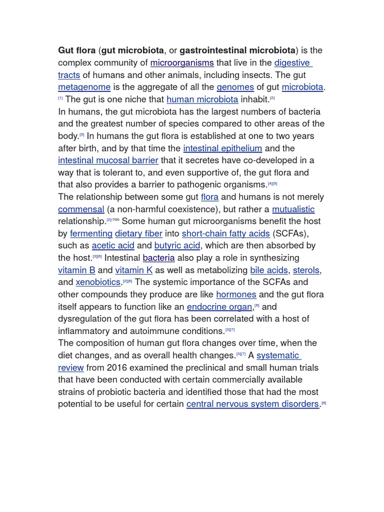 Gut Flora (Gut Microbiota, or Gastrointestinal Microbiota) Is The | PDF ...