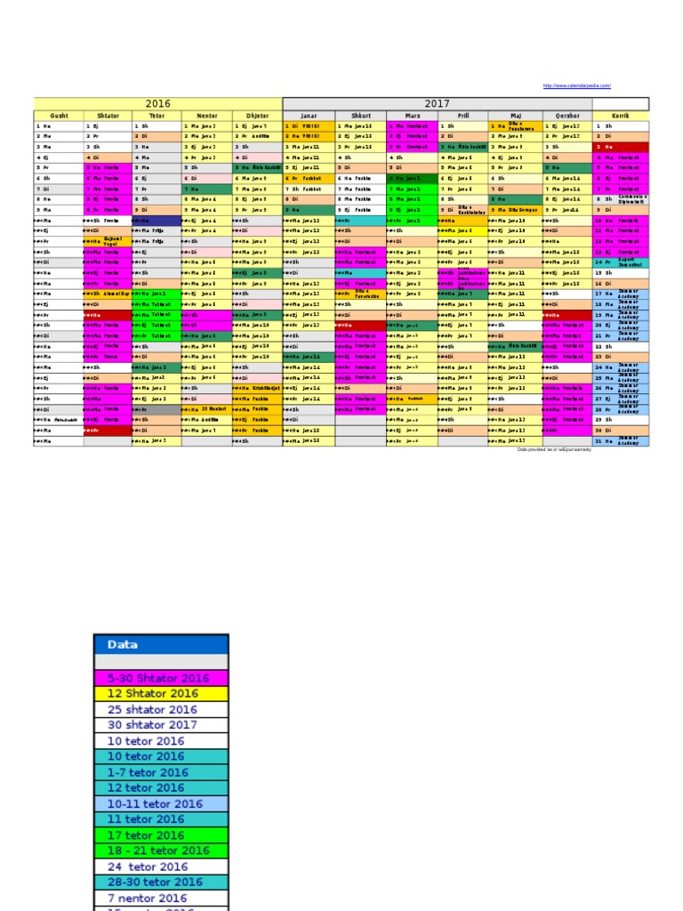 UBT - Kalendari Akademik 2016-2017 | PDF