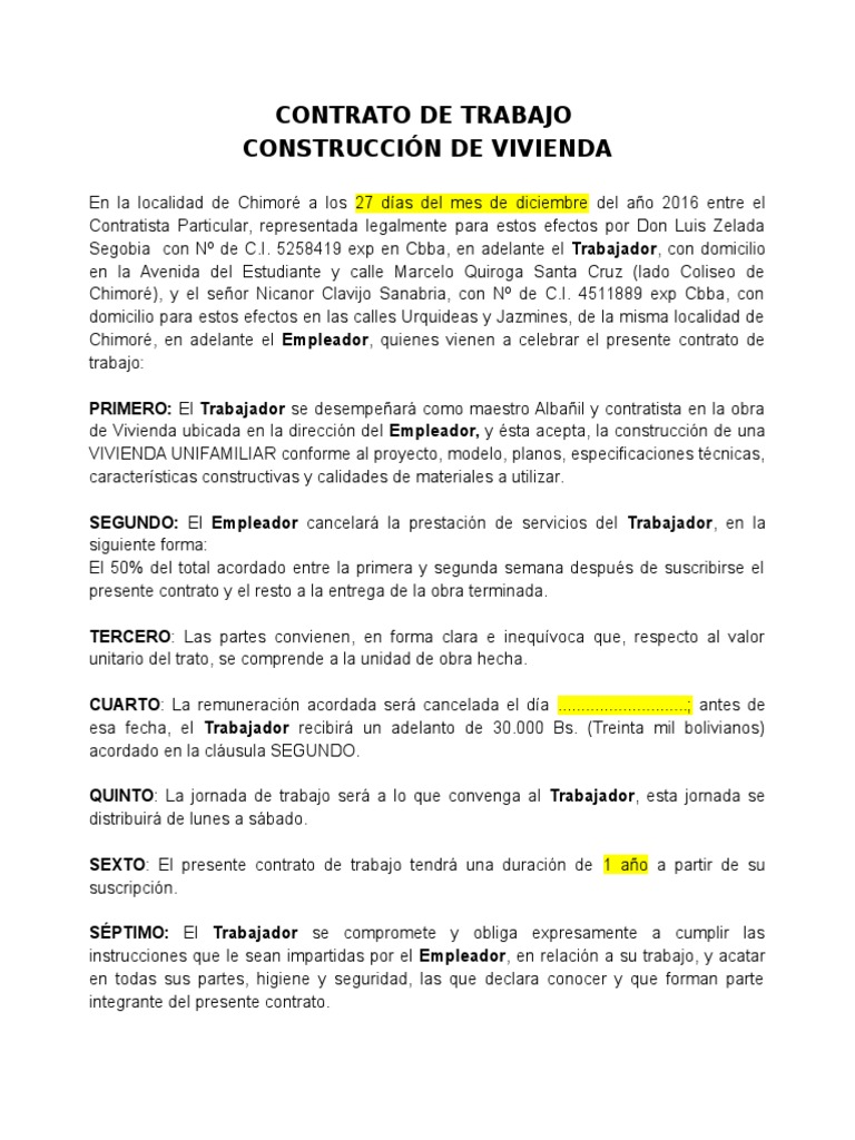 Contrato de Construcción