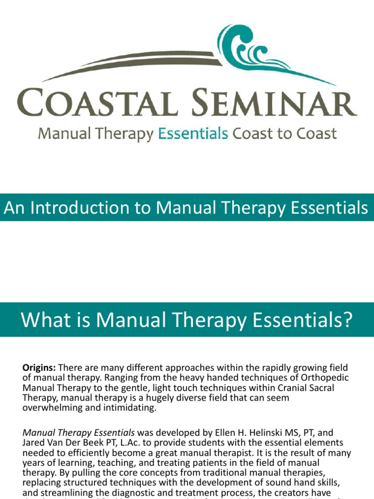 Manual Therapy Essentials Overview | PDF | Self-Improvement