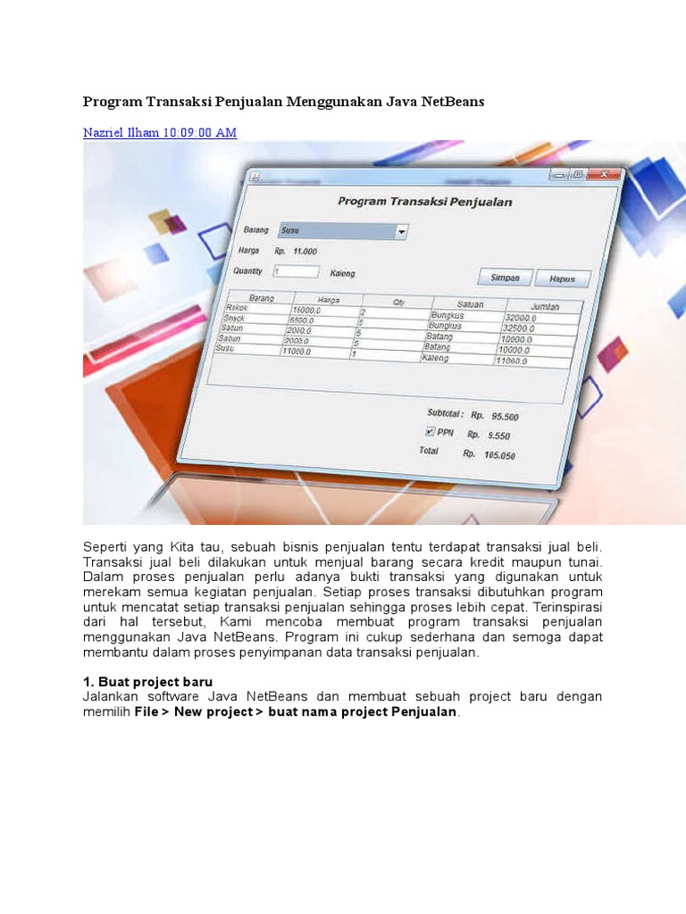 MENYIMPAN DATA TRANSAKSI PENJUALAN DENGAN JAVA NETBEANS | PDF