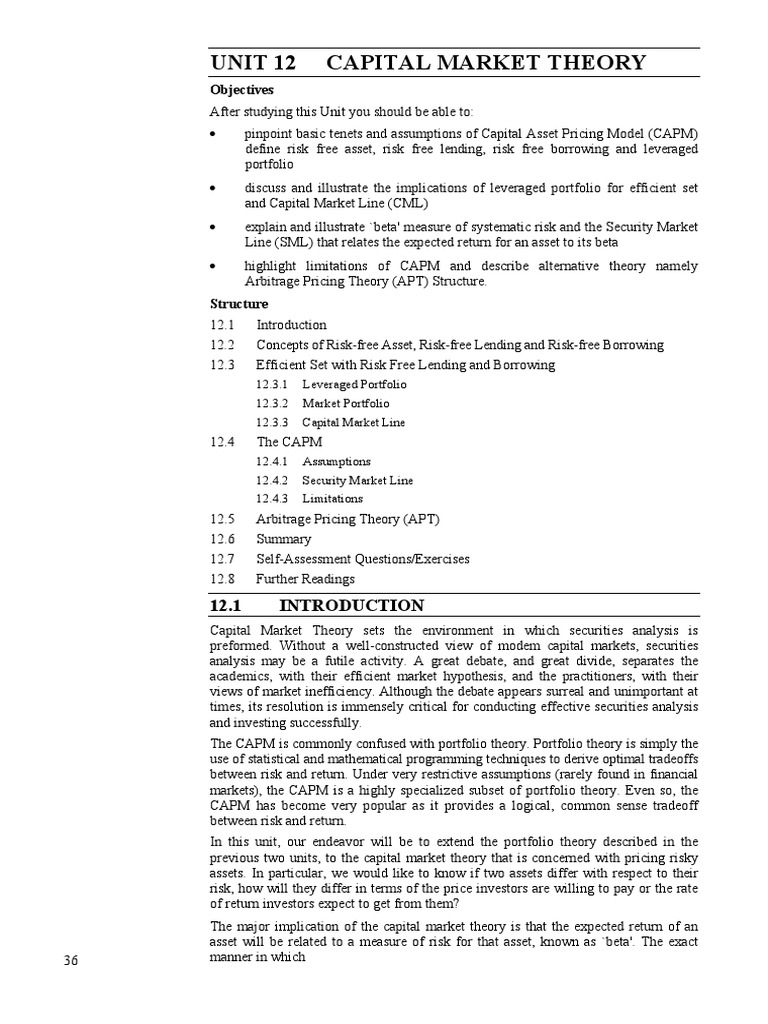Capital Market Theory PDF | PDF | Business