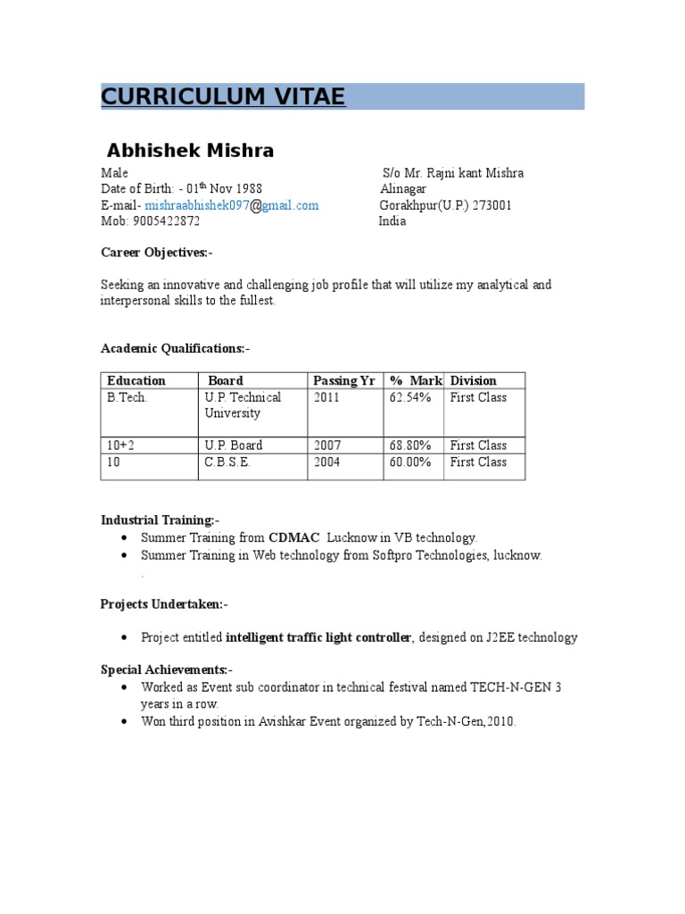 Abhishek CV | PDF