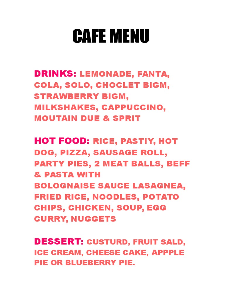Cafe Menu | PDF