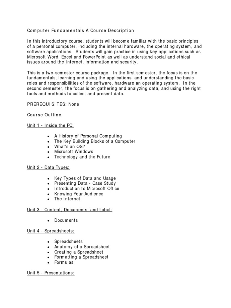 Computer Course Outline | PDF