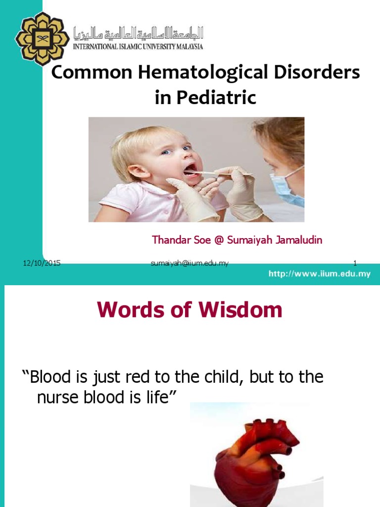 Lecture 8 Common Hematological Disorders | PDF | Leukemia | Anemia