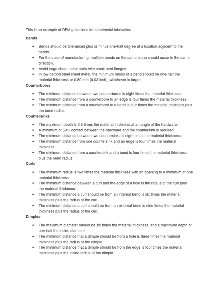 This Is An Example of DFM Guidelines For Sheetmetal Fabrication | PDF ...