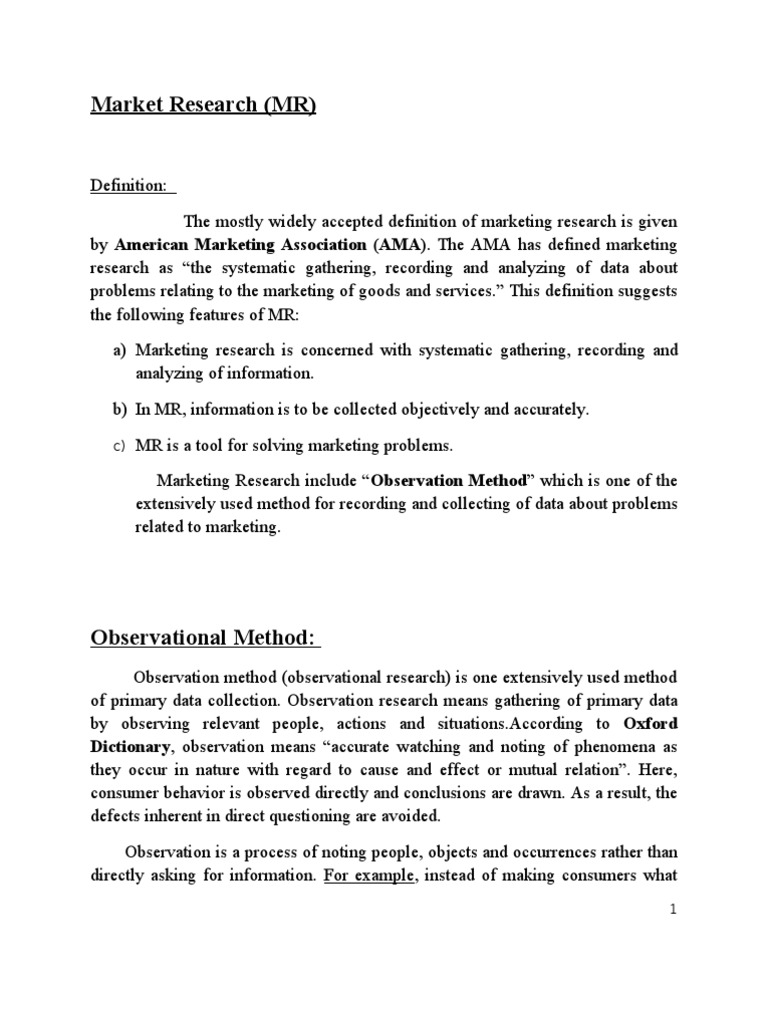 Market Research | Observation | Marketing Research