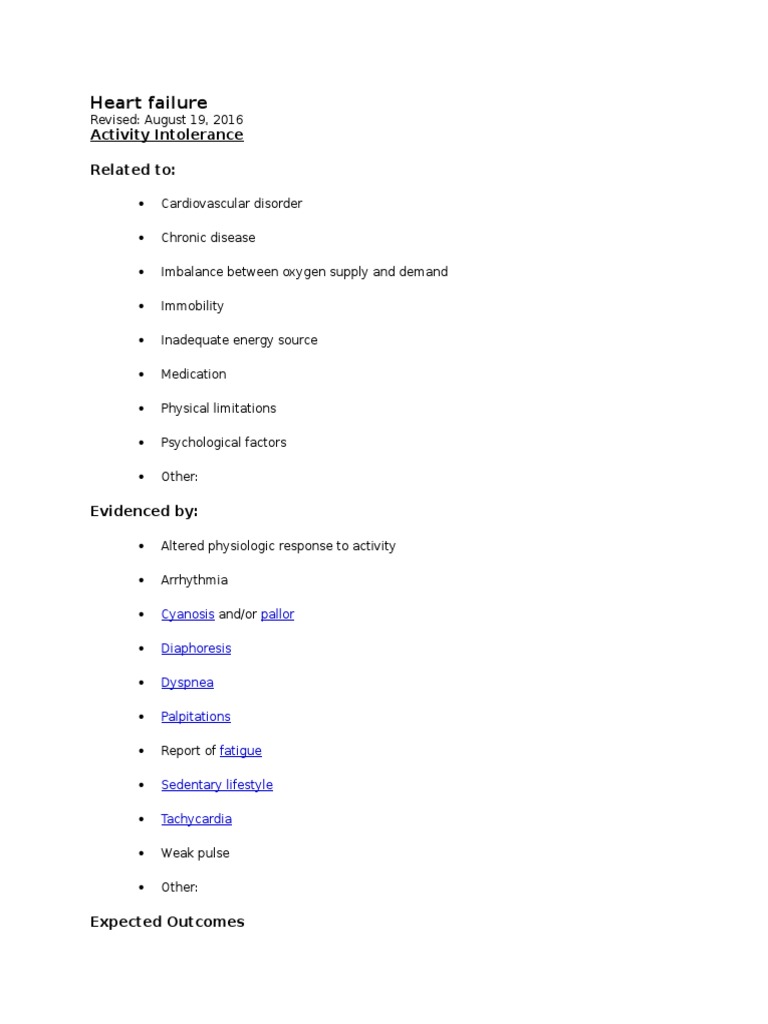 Heart Failure Care Plan Lippincott | PDF | Anxiety | Heart Failure