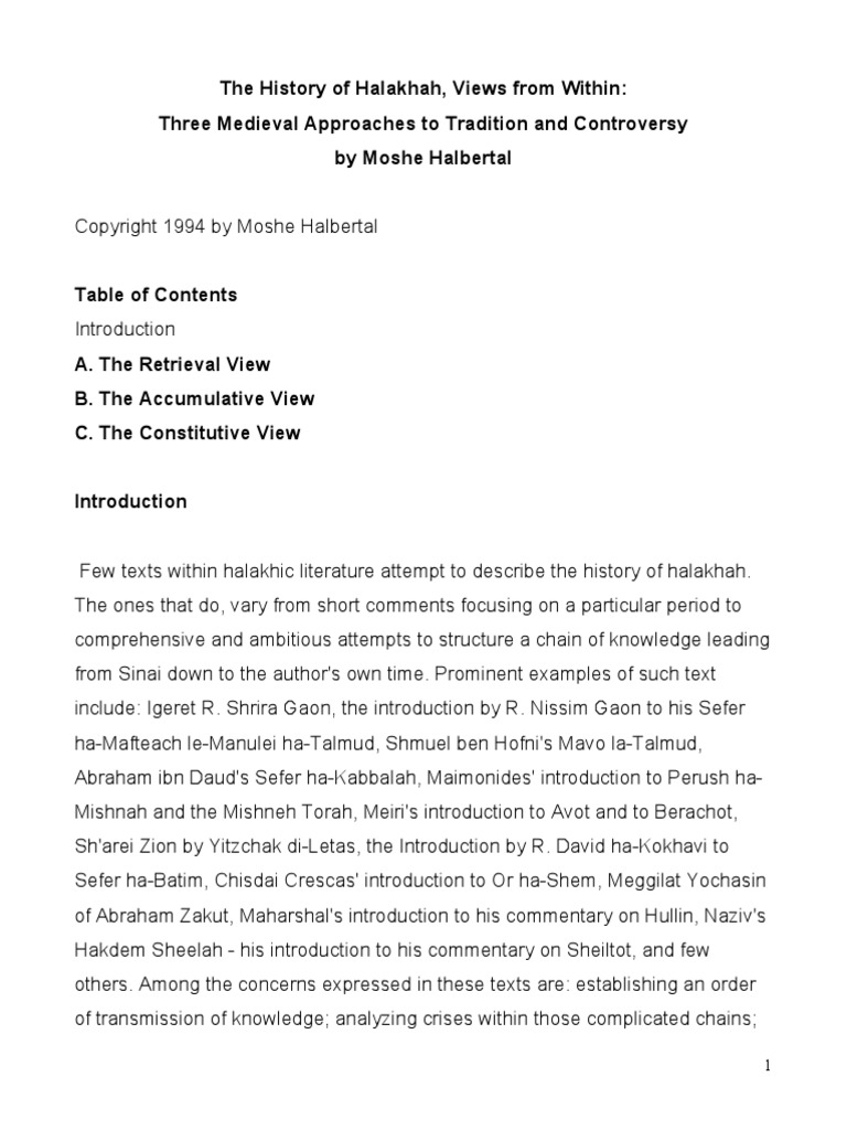 Halbertal The History of Halakhah | PDF | Halakha | Oral Torah