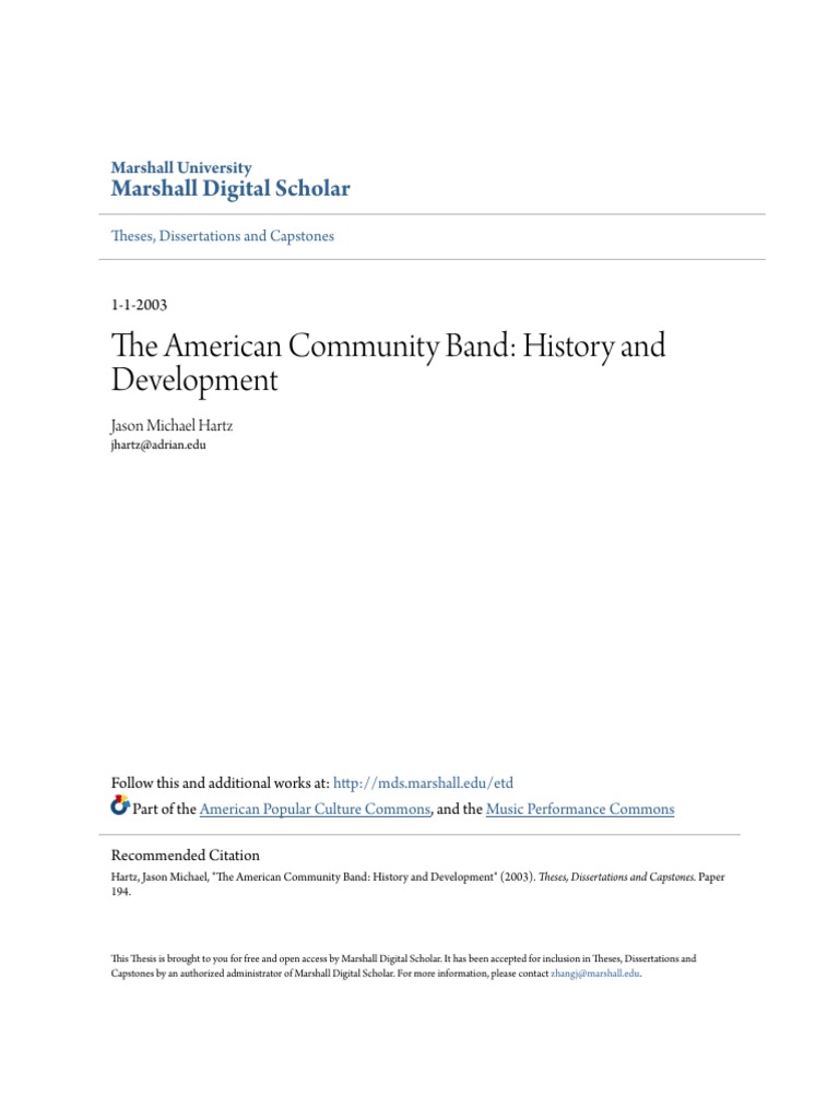 The American Community Band - History and Development | PDF | Thesis ...