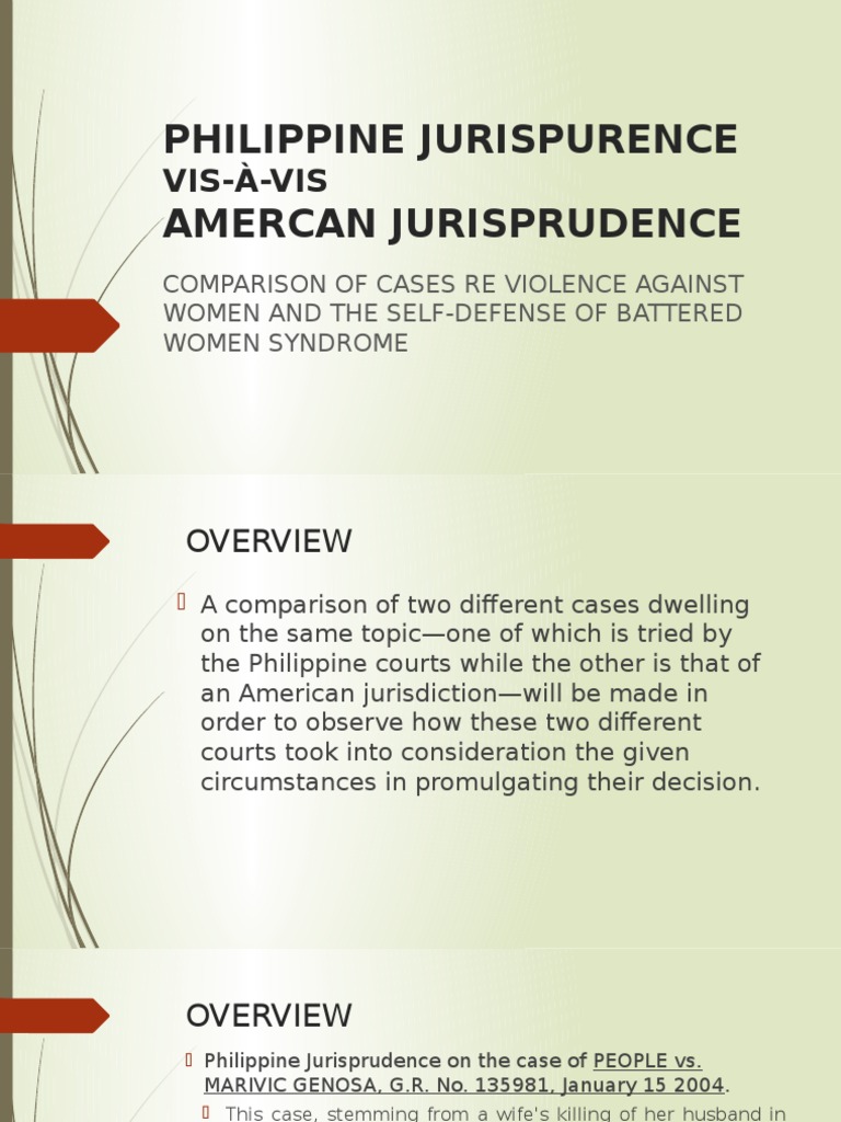 Battered Woman Syndrome in Genosa Case | PDF | Domestic Violence ...