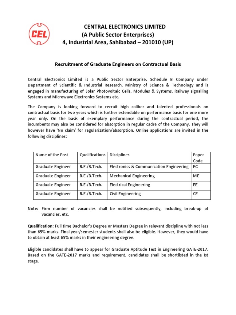 Central Electronics Limited (A Public Sector Enterprises) 4, Industrial ...