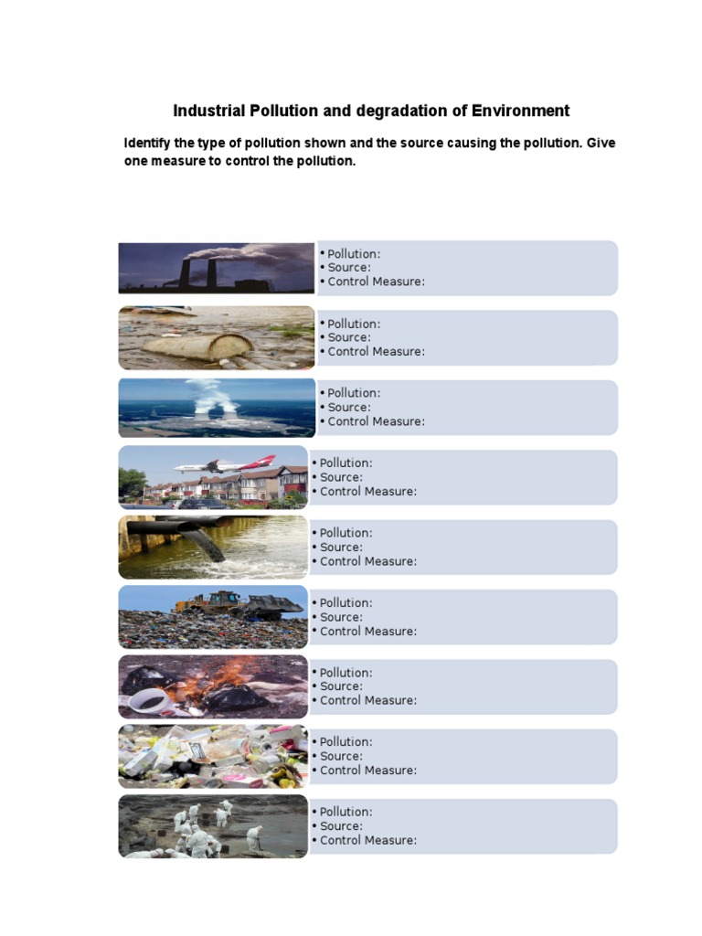 Industrial Pollution Work Sheet | PDF