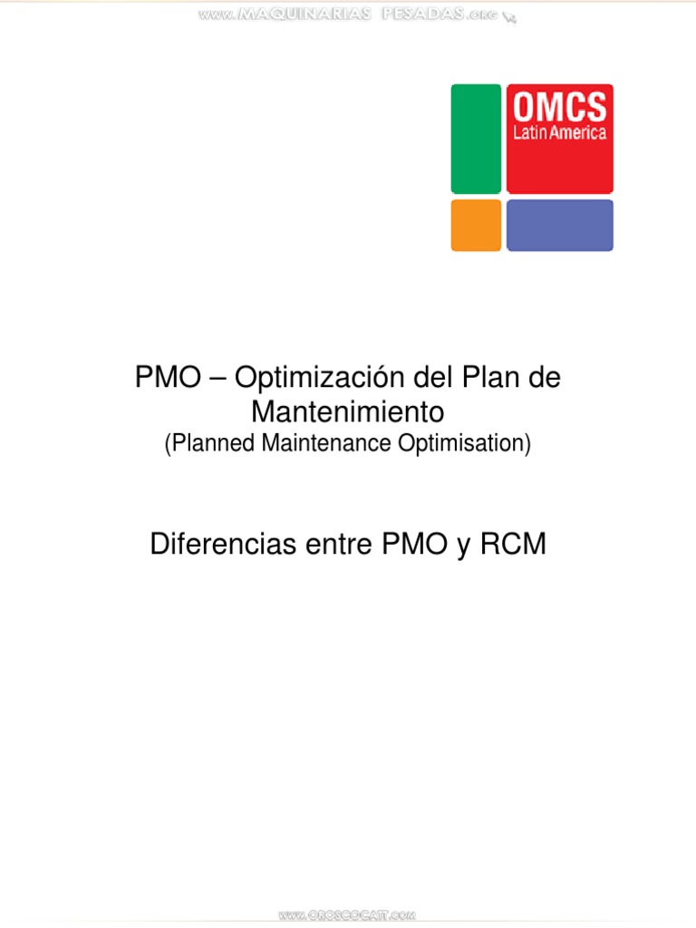 Manual Pmo Optimizacion Plan Mantenimiento Diferencias Pmo RCM ...