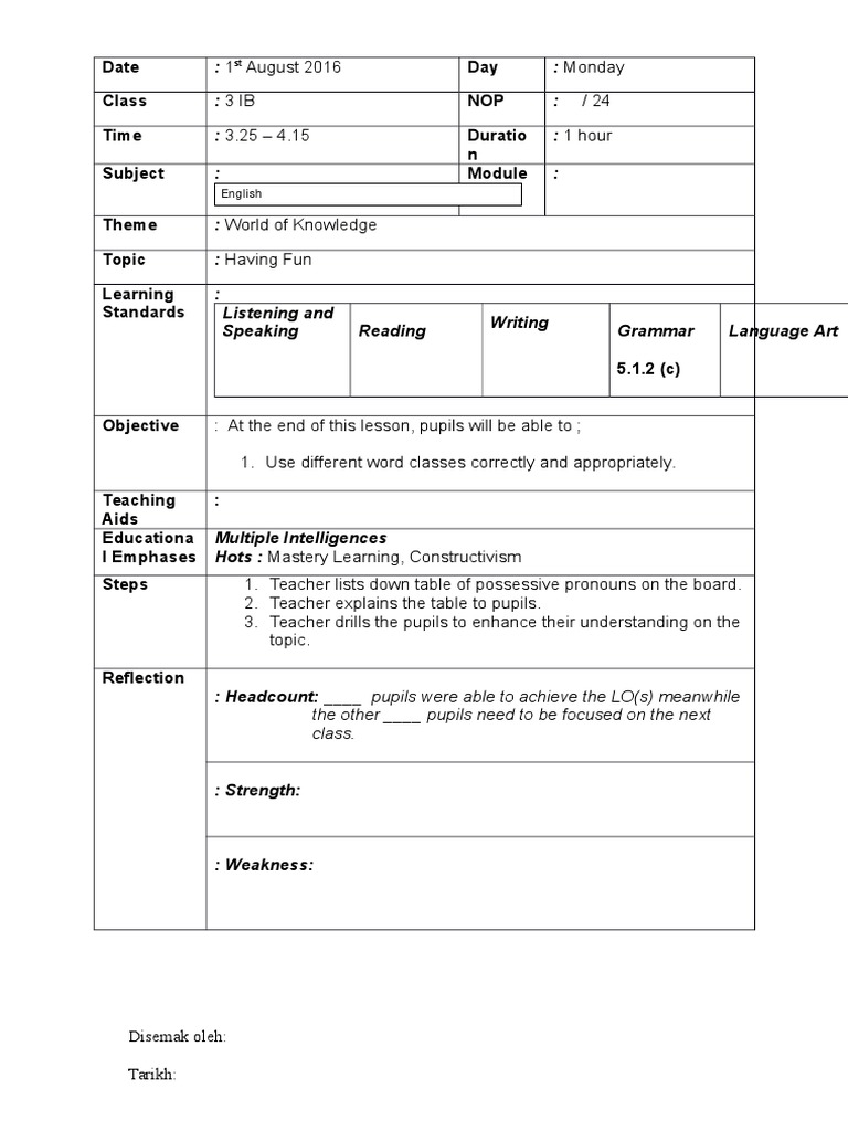 Lesson Plan: Fun with Language Arts | PDF