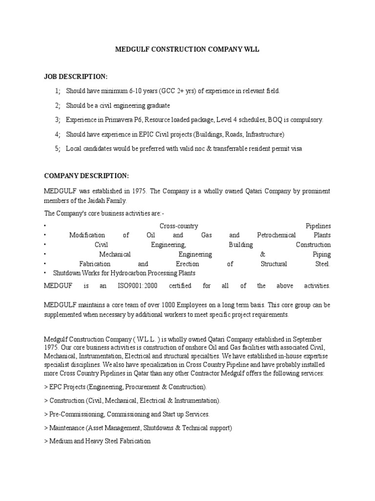 Medgulf Construction | PDF | Qatar | Pipeline Transport