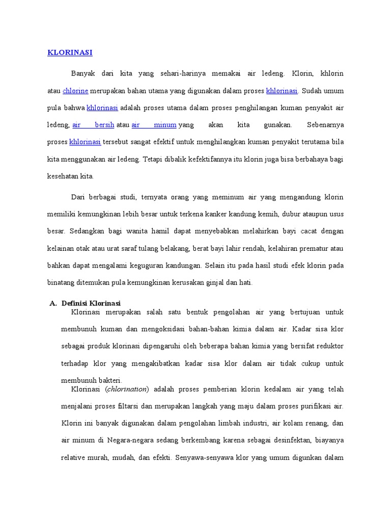 KLORINASI | PDF | Sains & Matematika