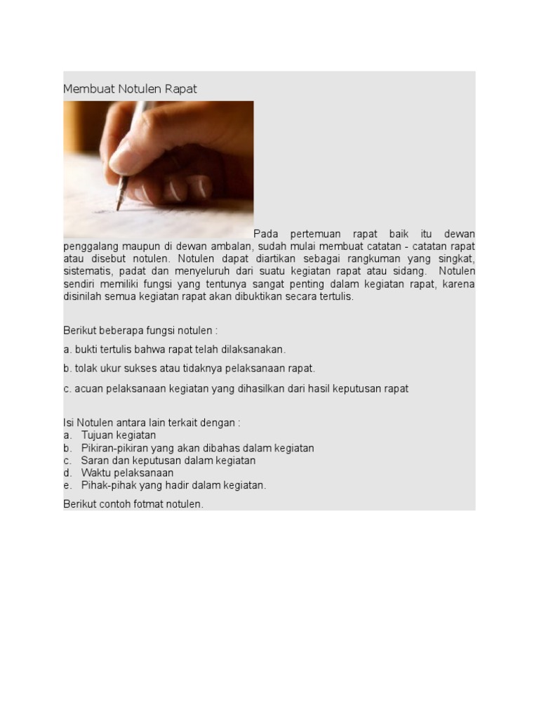 Membuat Notulen Rapat | PDF