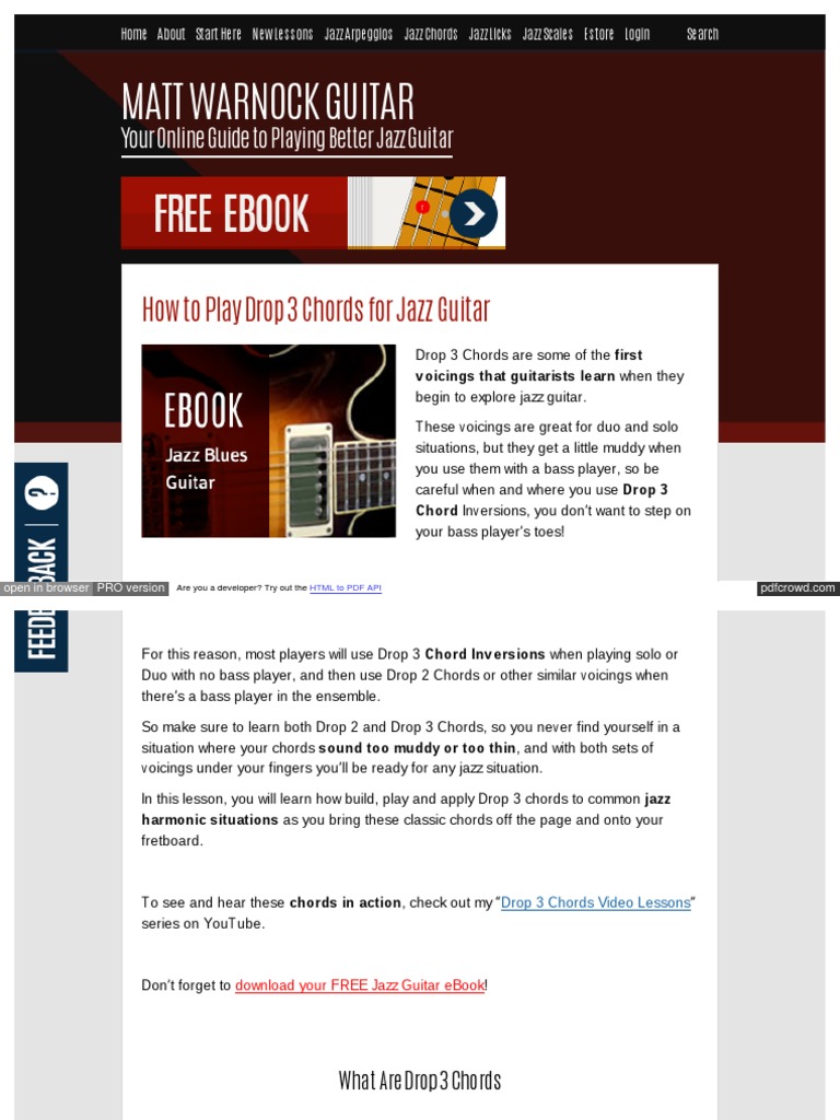 Mastering Drop 3 Chords for Jazz Guitar | PDF | Chord (Music) | Bass Guitar