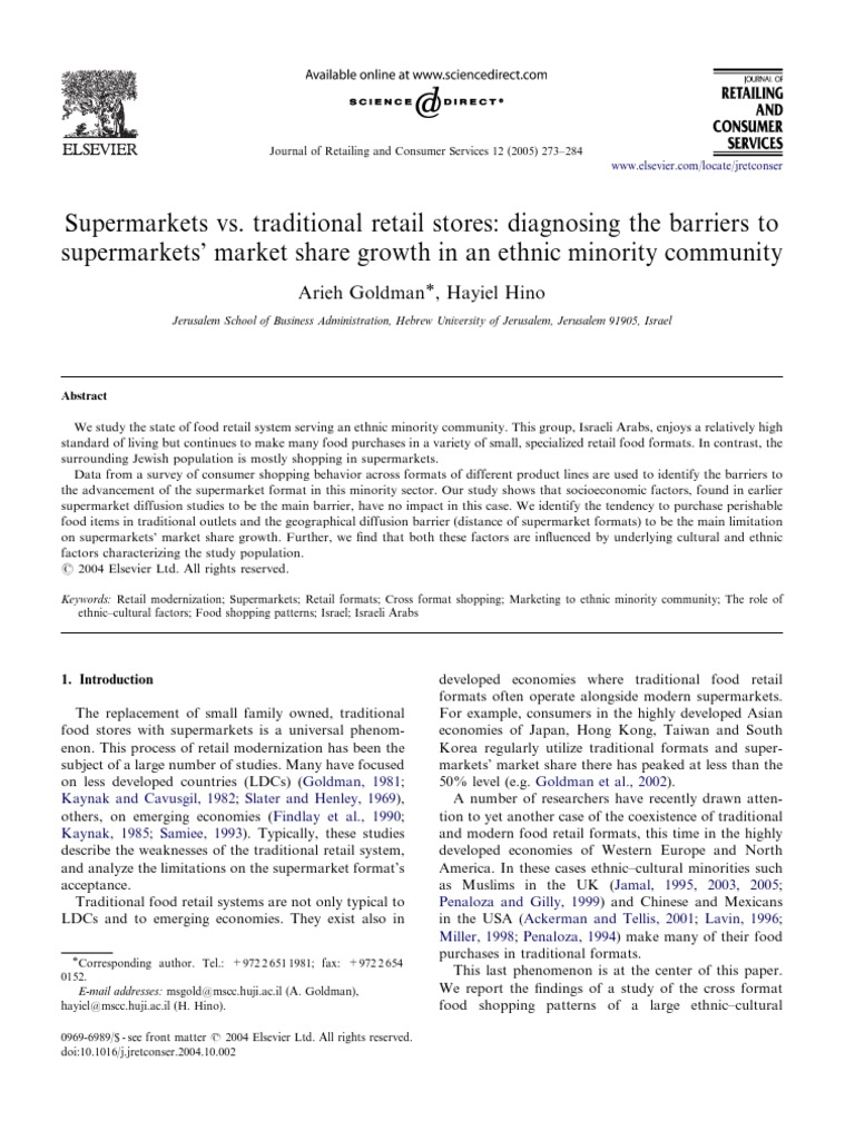 Supermarkets Vs Traditional Retail Stores Diagnosing The Barriers To ...