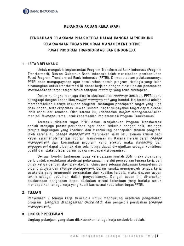 KAK Swakelola PMO | PDF
