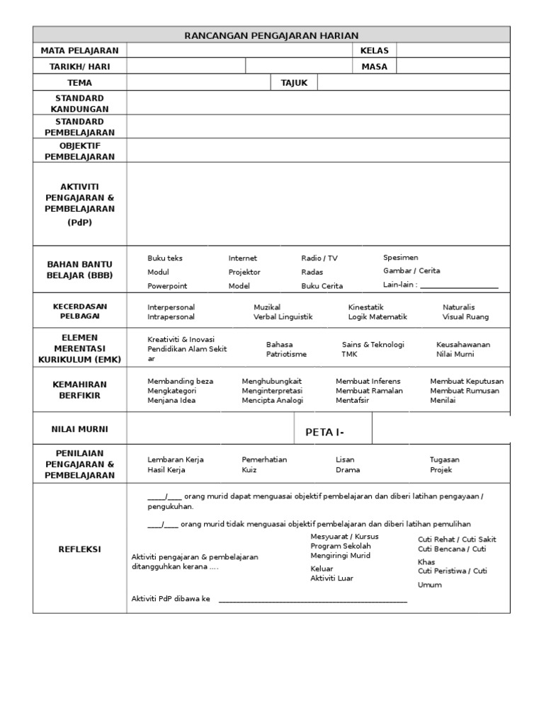 RPH KSSM Template | PDF | Karier & Perkembangan | Seni