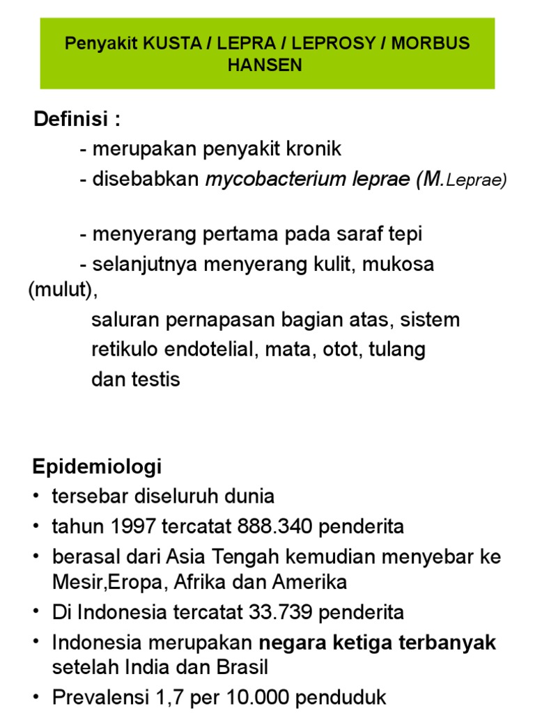 Penyakit Kusta: Epidemiologi dan Pengobatan | PDF | Sains & Matematika