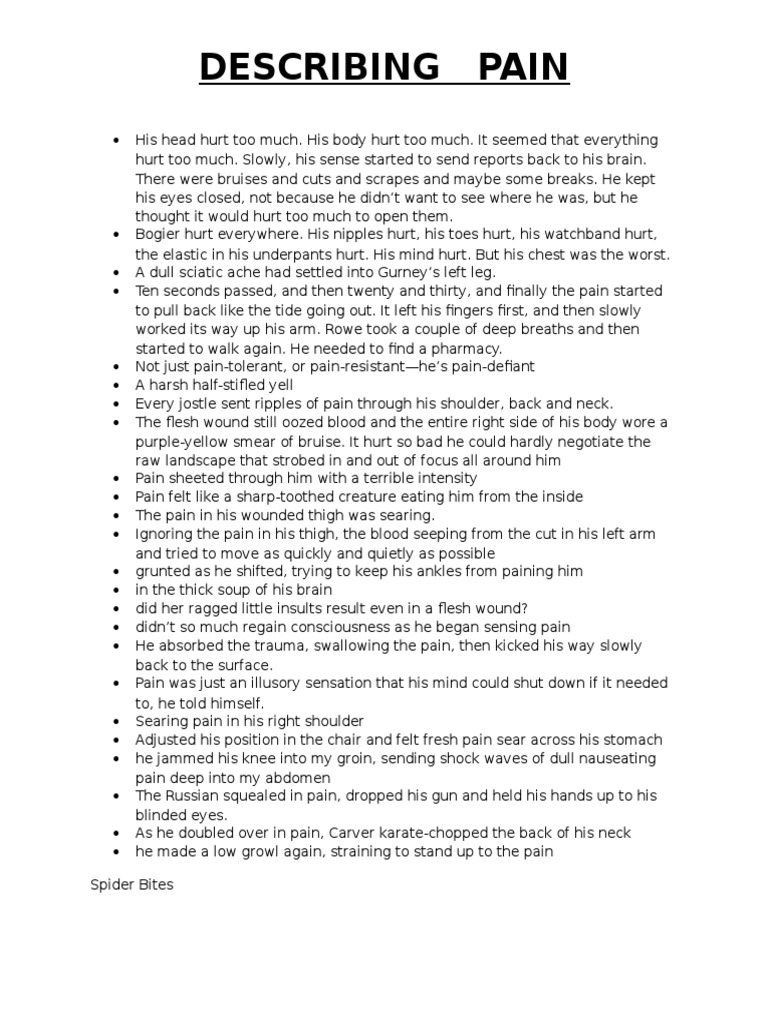 Describing Pain | PDF | Medical Specialties | Clinical Medicine