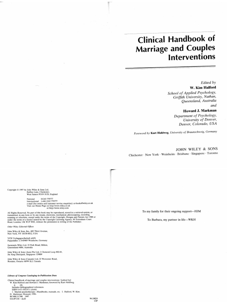 Clinical Handbook of Marriage and Couples Intervention | PDF